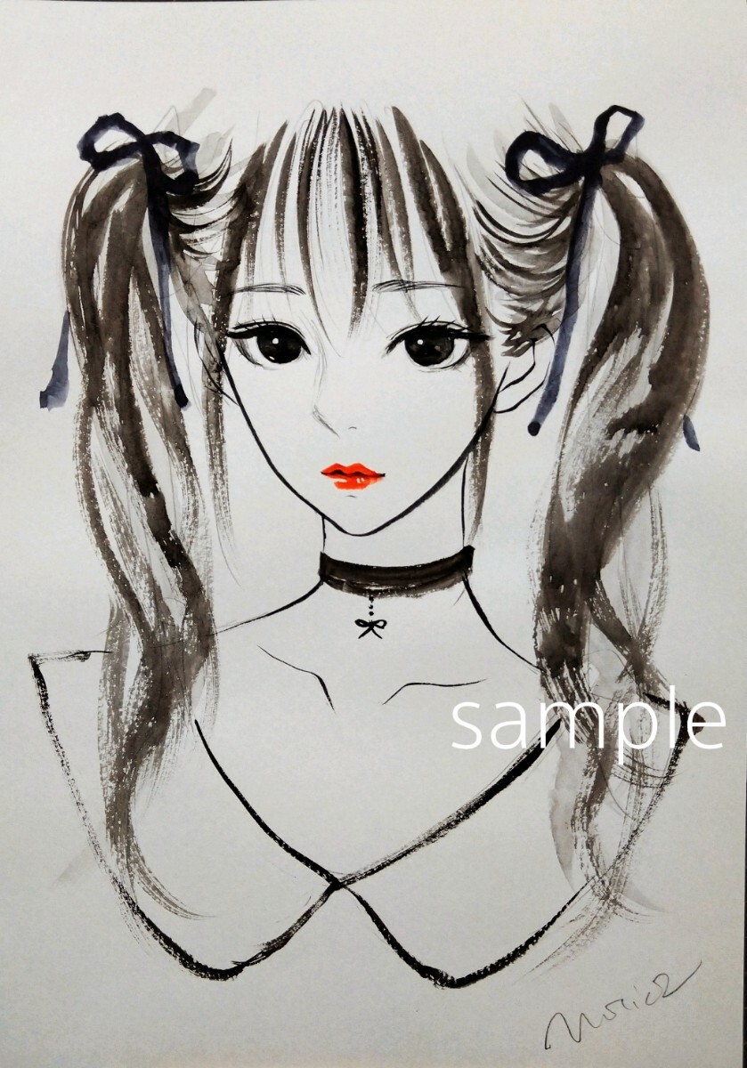 Yahoo!オークション - 肉筆原画 水彩画 ドローイング 絵画 美人画 オリ...