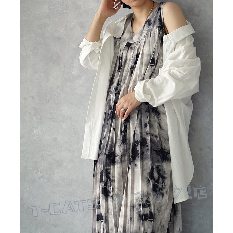 Yahoo!オークション - 新品しわ感シフォン ノースリーブワンピース ロ...