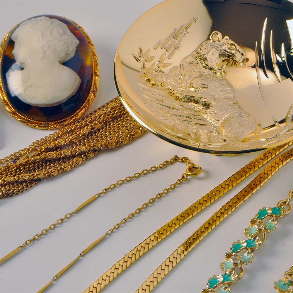 Yahoo!オークション - 1円〜 金メッキアクセサリー・ジャンク 205gブロ...