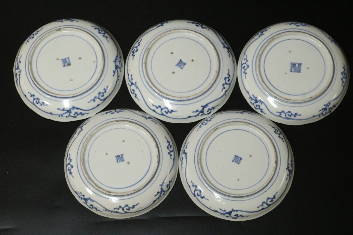 Yahoo!オークション - T561 古伊万里蛸唐草上手六寸皿5枚/和骨董/アン...