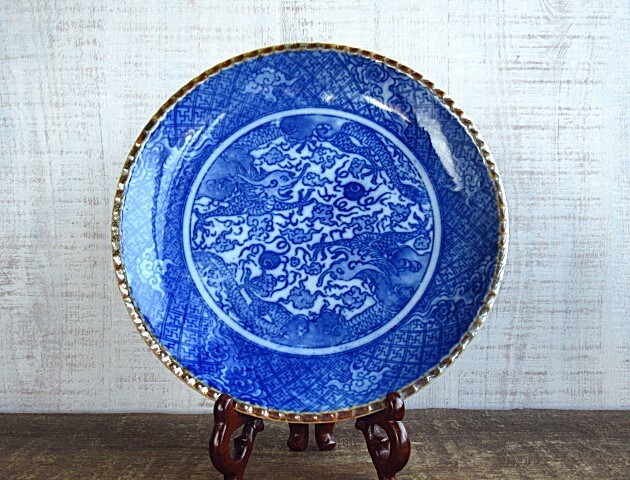 Yahoo!オークション - A149 染付 七寸皿 骨董