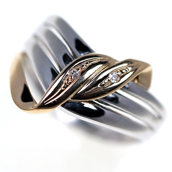 Yahoo!オークション - Z_919 Pt900/K18 ダイヤ0.01ct リング