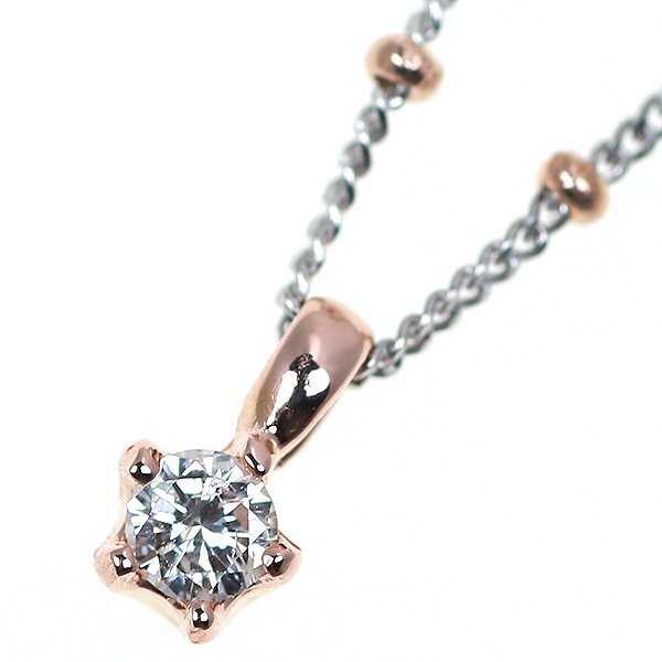 Yahoo!オークション - Z_945 K18/Pt850 ダイヤモンド0.08ct ネックレス
