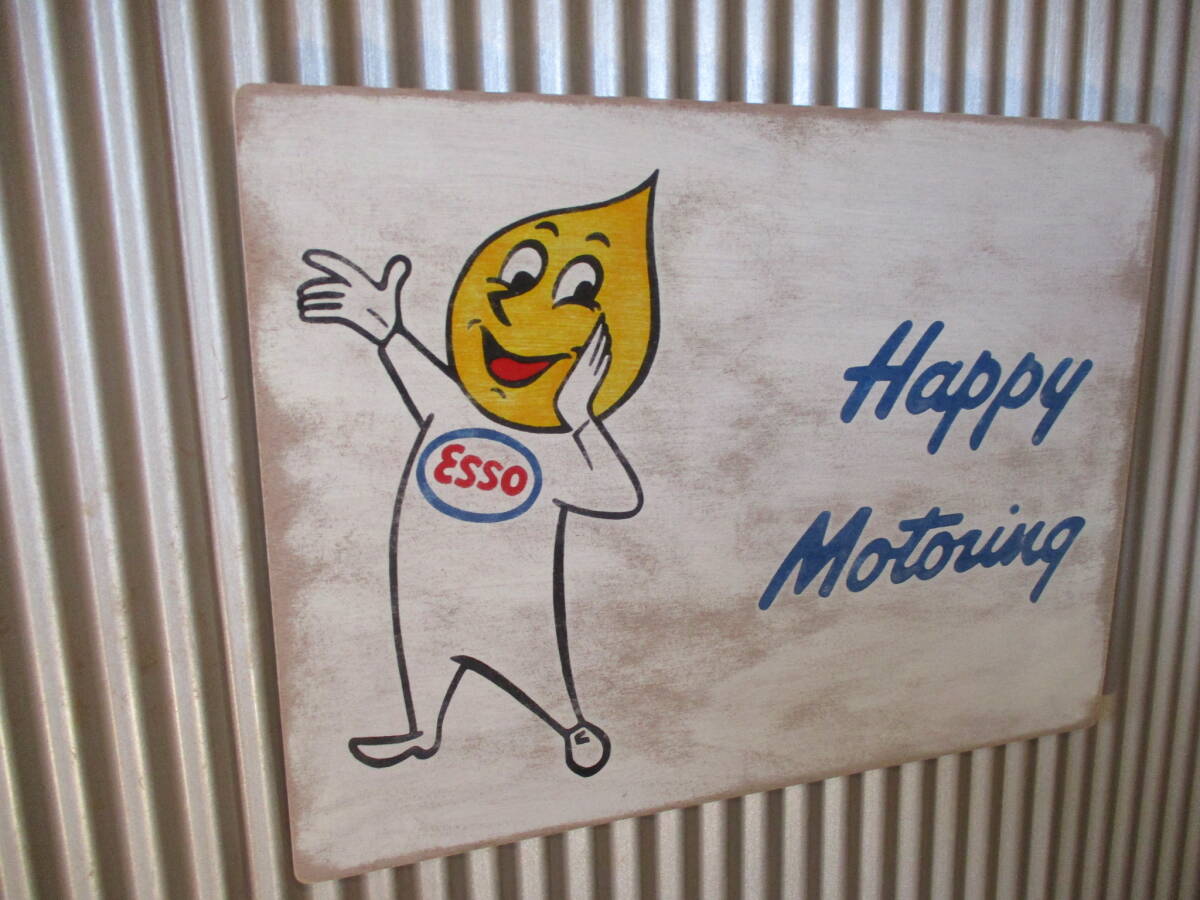 Yahoo!オークション - ビンテージサイン木製看板 ESSO BOY検）アドバタ...