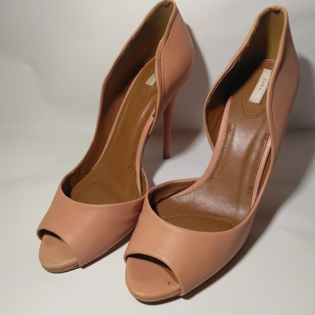 Yahoo!オークション - オープントゥパンプス ハイヒール 40 サーモンピ...