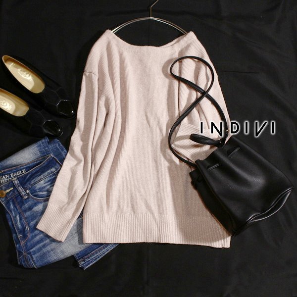 Yahoo!オークション - 美品 INDIVI インディヴィ 前後2Way 編み地切り...