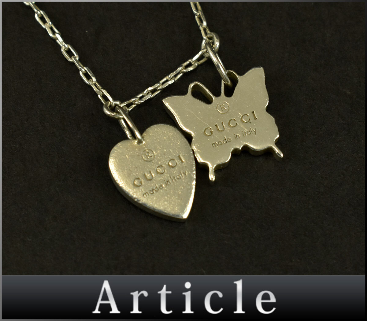 Yahoo!オークション - 500073 GUCCI グッチ ハート バタフライ ネック...