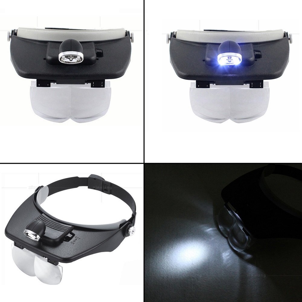 Yahoo!オークション - 【vaps_7】LEDヘッドルーペ2LEDライト 4枚レンズ...