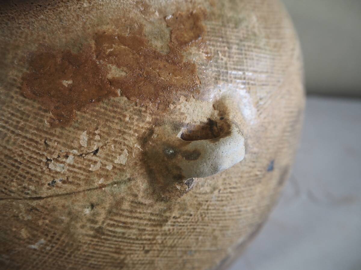 Yahoo!オークション - 【OAN】中国古玩 印文 灰陶 四耳壺 高さ 28cm 骨...