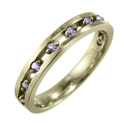Yahoo!オークション - 平打ち リング アメジスト 2月の誕生石 k10 9ピ...