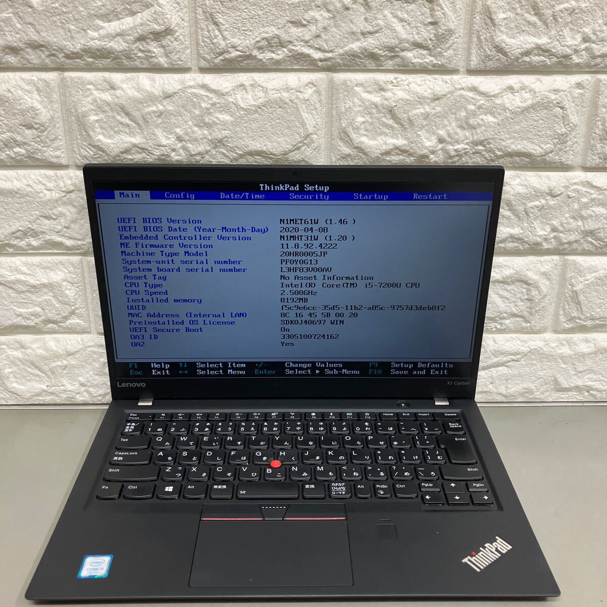 Yahoo!オークション - A92 Lenovo ThinkPad X1 Carbon Core i5 7200U ...