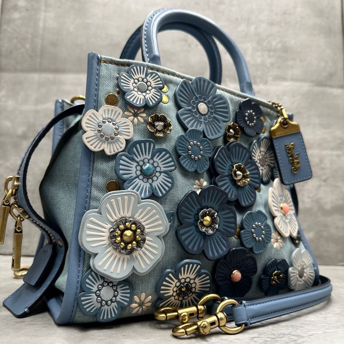 1円□美品□COACH コーチデニムローグ25 ティーローズ2way 3way 1円□美品□COACH コーチデニムローグ25 ティーローズ2way 3way