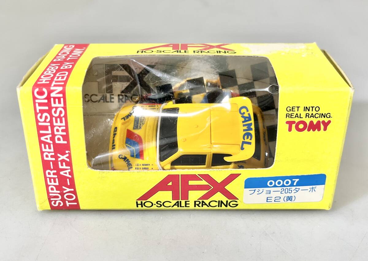 ☆2 希少 廃盤 未使用 Afx スロットカー プジョー 205 ターボ E2 Camel イエロー Tomy トミー Hoスケール 箱付