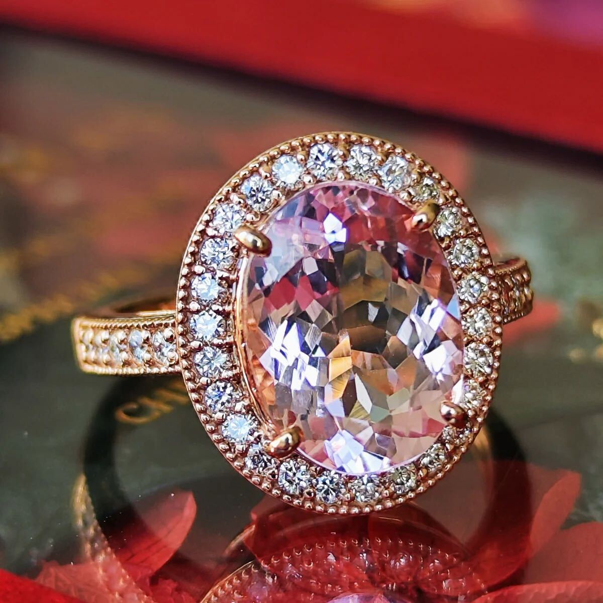 Yahoo!オークション - 【大粒 3.58ct】天然モルガナイト 天然ダイヤモ...