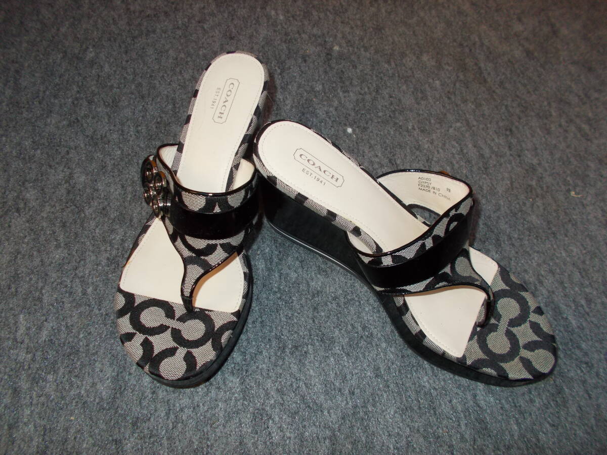 Yahoo!オークション - COACH コーチのウェッジソール ミュール 9B