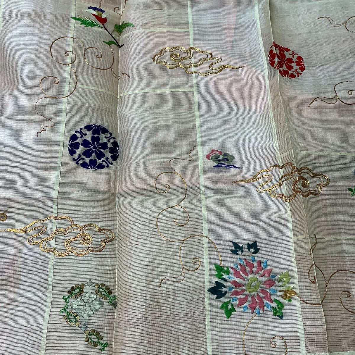 Yahoo!オークション - 【A268】送無 天台宗 袈裟 紗 金糸 刺繍 花雲紋 ...