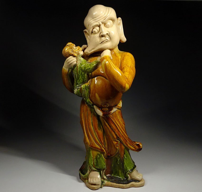 Yahoo!オークション - 緑屋c 中国古玩 唐三彩 羅漢像 仏像 高約41.5cm ...