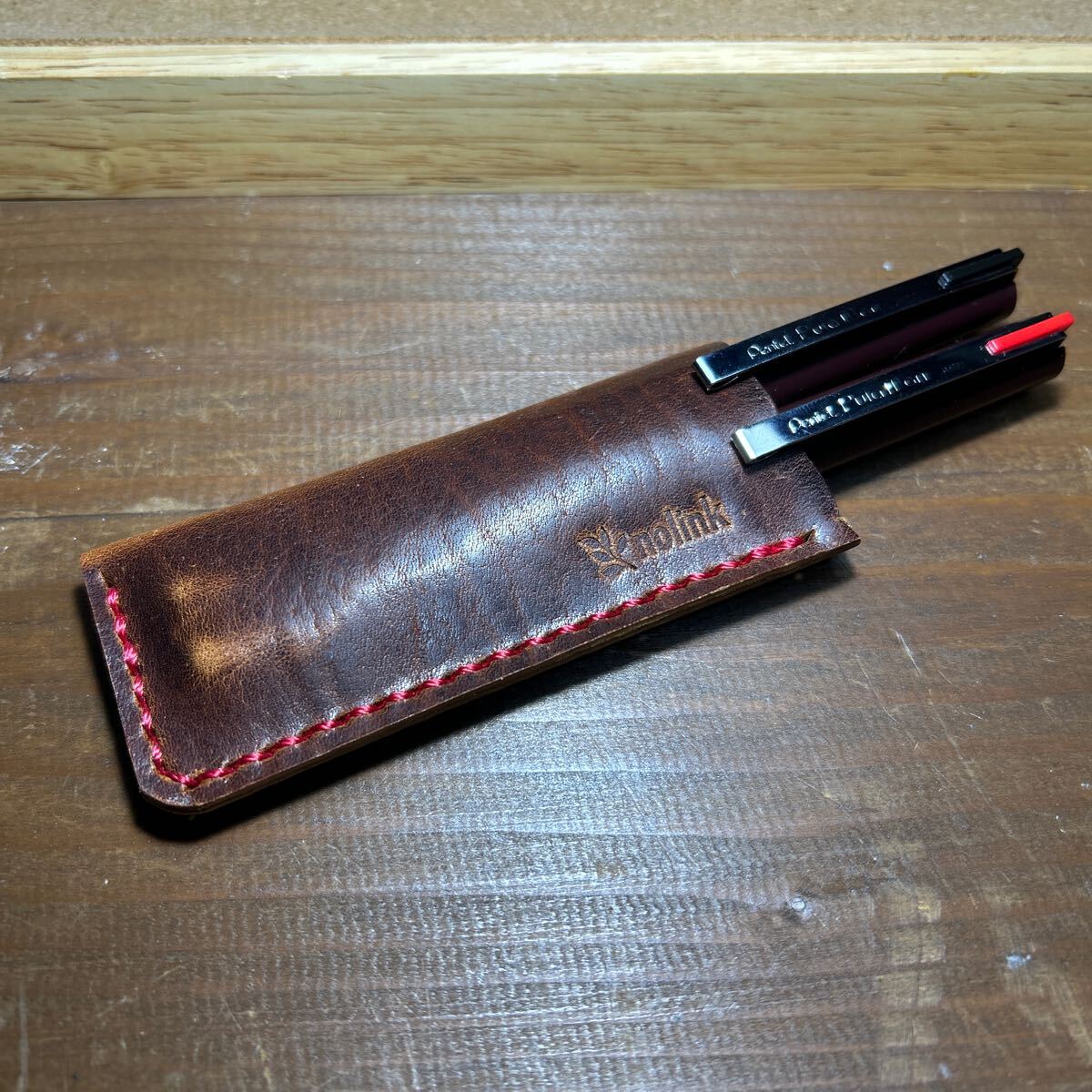 Yahoo!オークション - JEF レザー ペンケース ハンドメイドき 革 手縫...