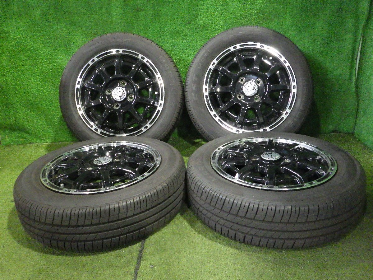 溝あり H4 MOTOR アルミホイール タイヤ 14インチ 4本セット 4.5J PCD100 4穴 +45 155/65R14 MARQUIS 23年製 K1(ラジアルタイヤ)｜売買された ...