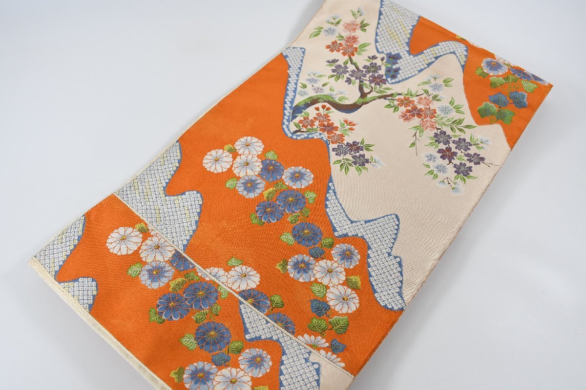 Yahoo!オークション - 袋帯 春日 全通柄 花 菊 帯丈438cm 着物屋 ne-12...
