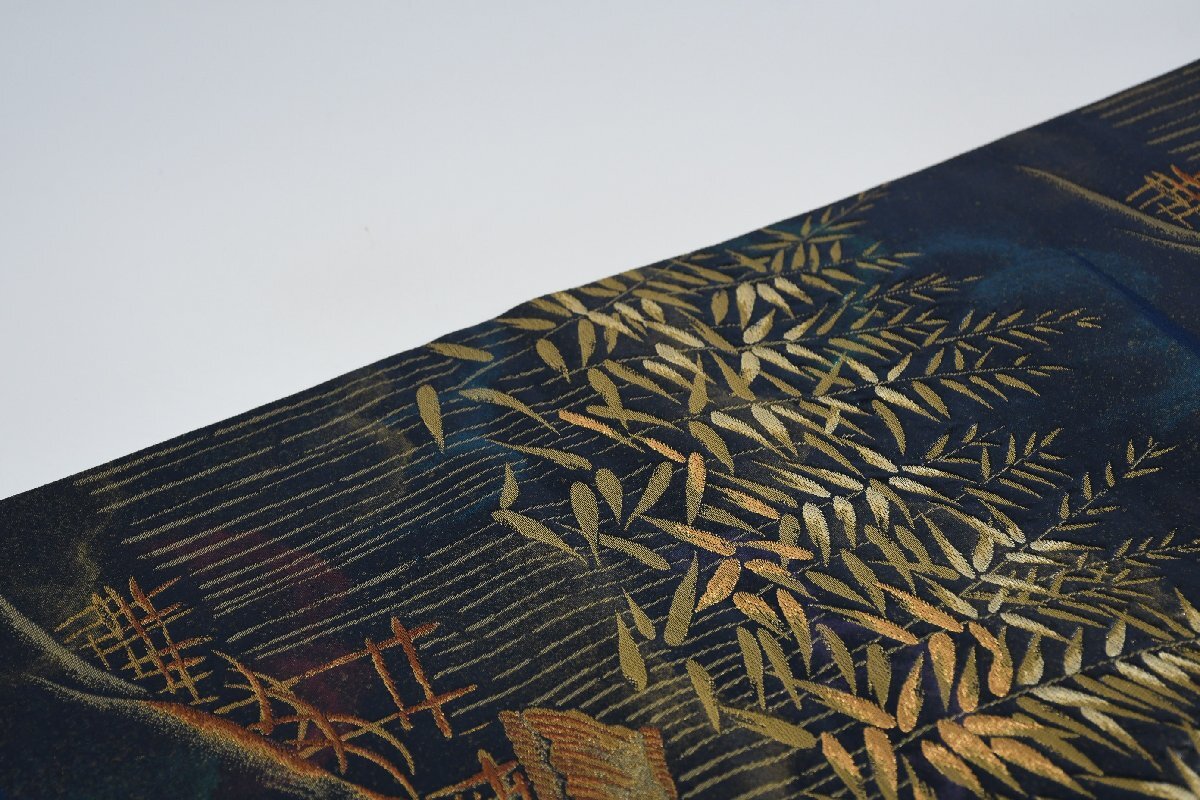 Yahoo!オークション - 袋帯 日本の美 六通柄 金糸 風景 帯丈428cm 着物...