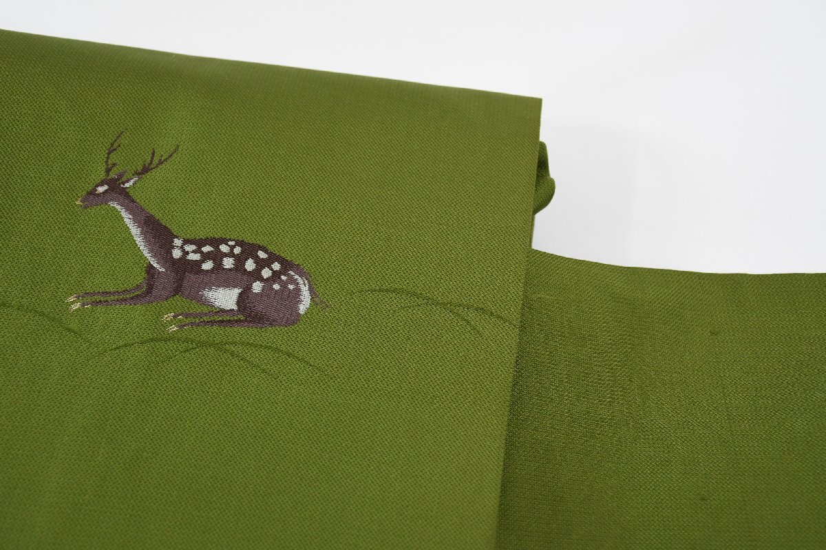 Yahoo!オークション - 名古屋帯 緑 鹿 動物 帯丈342cm 着物屋 ne-13230...