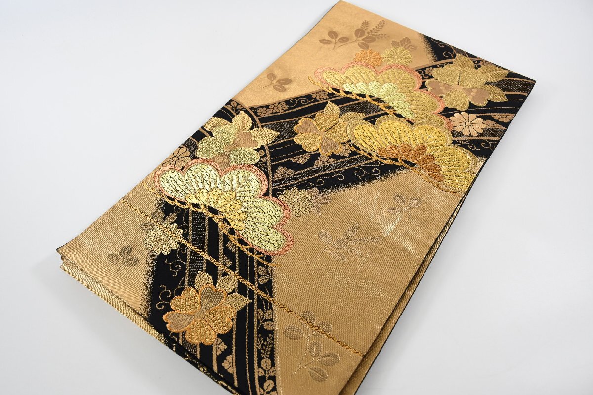 Yahoo!オークション - 袋帯 六通柄 振袖 豪華 松 金糸 帯丈438cm 着物...