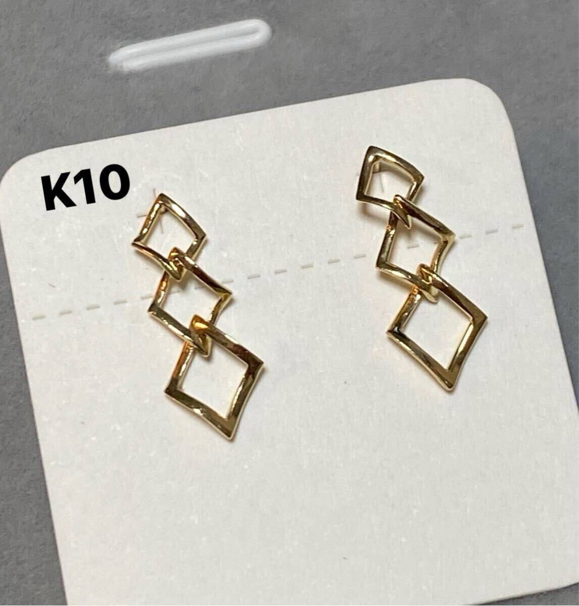 Yahoo!オークション - k10金ピアス 縦3連ロングピアス K10YG ゴールド ...