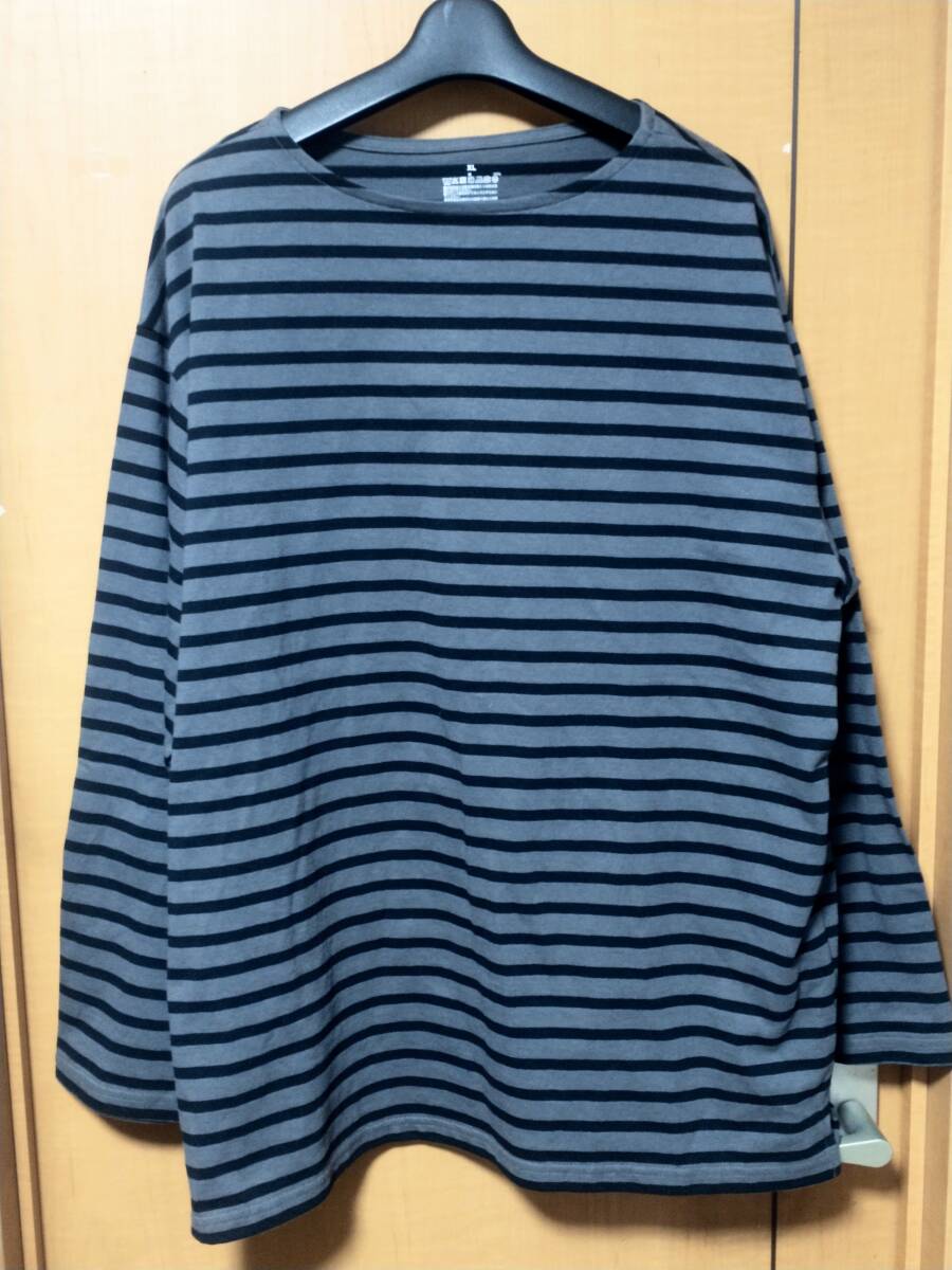 MUJI Labo XL ボーダー長袖T ダークグレー×ブラック ワイドシルエット クルーネック ロンT カットソー 無印良品(長袖Tシャツ)｜売買されたオークション情報、yahooの商品情報 ...