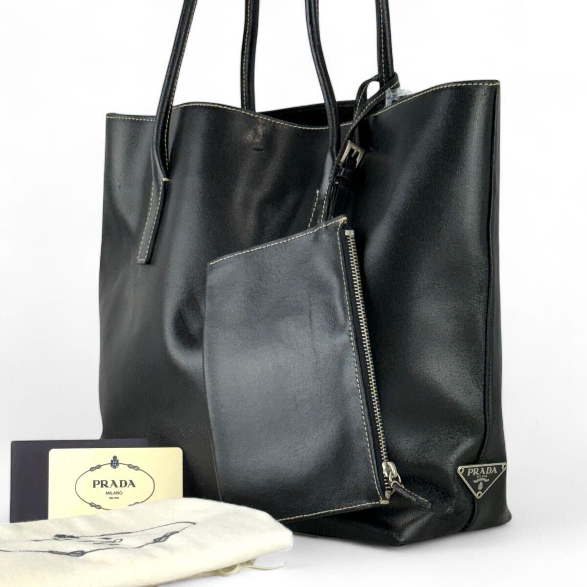 Yahoo!オークション - 【PRADA レザー】トート ハンド バッグ A4収納 ...