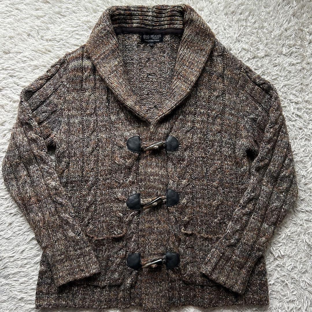 Yahoo!オークション - BEAMS Lサイズ ニット ダッフル カーディガン ケ...