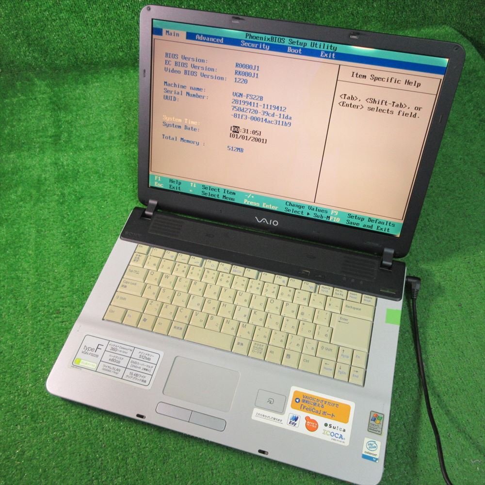 Yahoo!オークション - [4346] Windows XP 当時物 SONY typeF VGN-FS22B...
