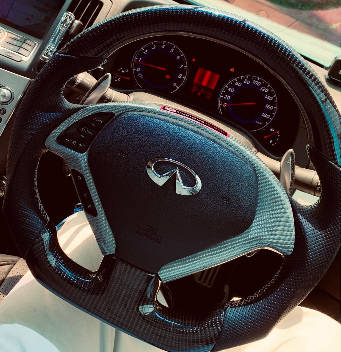 Yahoo!オークション - V36 G37 カーボンステアリング 極美品