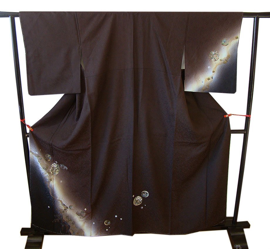 Yahoo!オークション - 時代屋 裄64.4cm 紋意匠地 金銀彩加工染 附下...