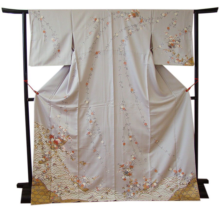 Yahoo!オークション - 時代屋 裄69cm ロング寸 紋意匠地 金彩加工染 ...