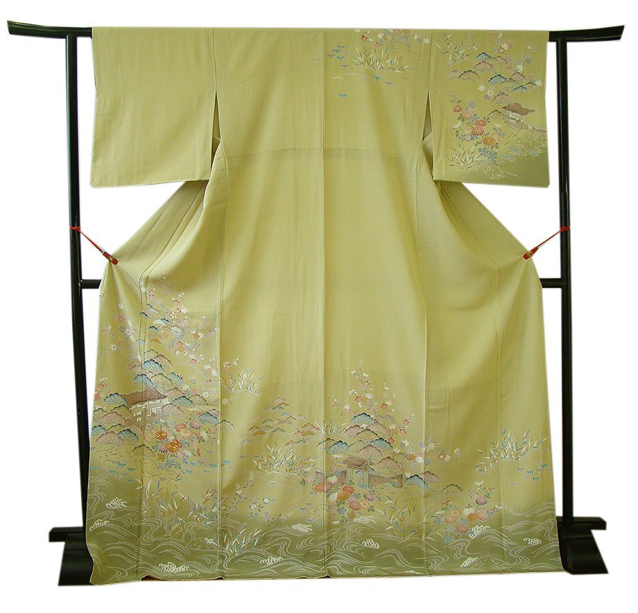 Yahoo!オークション - 時代屋 裄66.7cm 極上縮緬地 本加工染柄 附下...