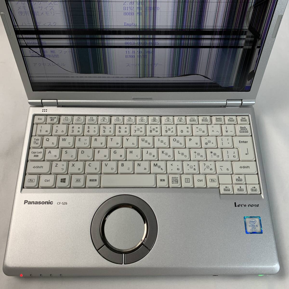 Panasonic Let's note CF-SZ6 CF-SZ6RDYVS Intel Core i5-7300U @ 2.60GHz メモリ8GB 12.1型 BIOS起動可 ジャンク品 ...