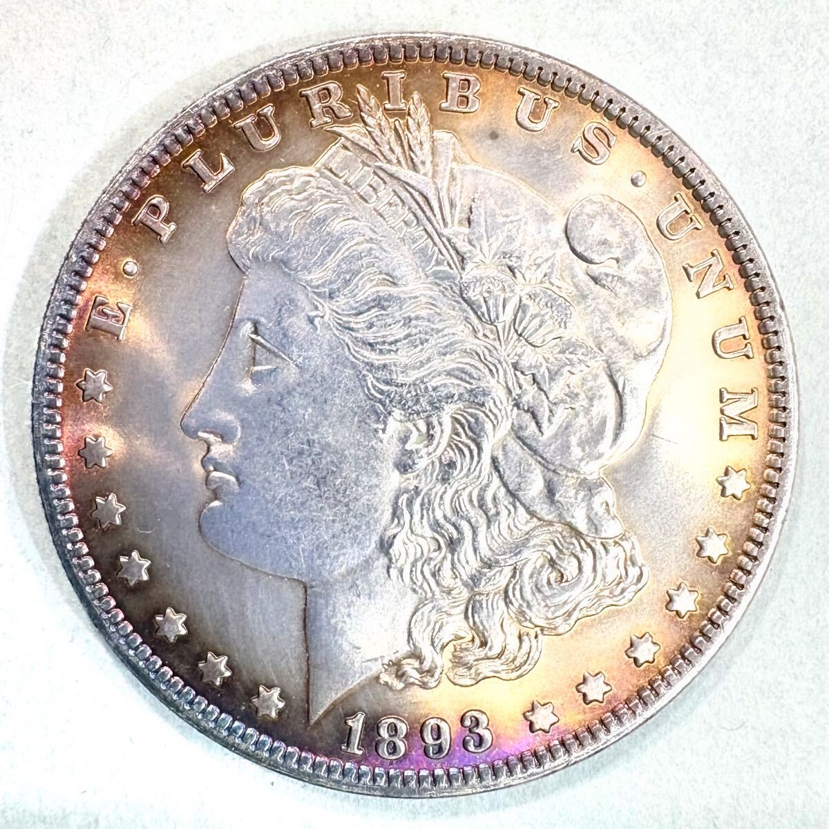 Yahoo!オークション - モルガン 1ドル銀貨 1893年 S トーン マルチカラ...