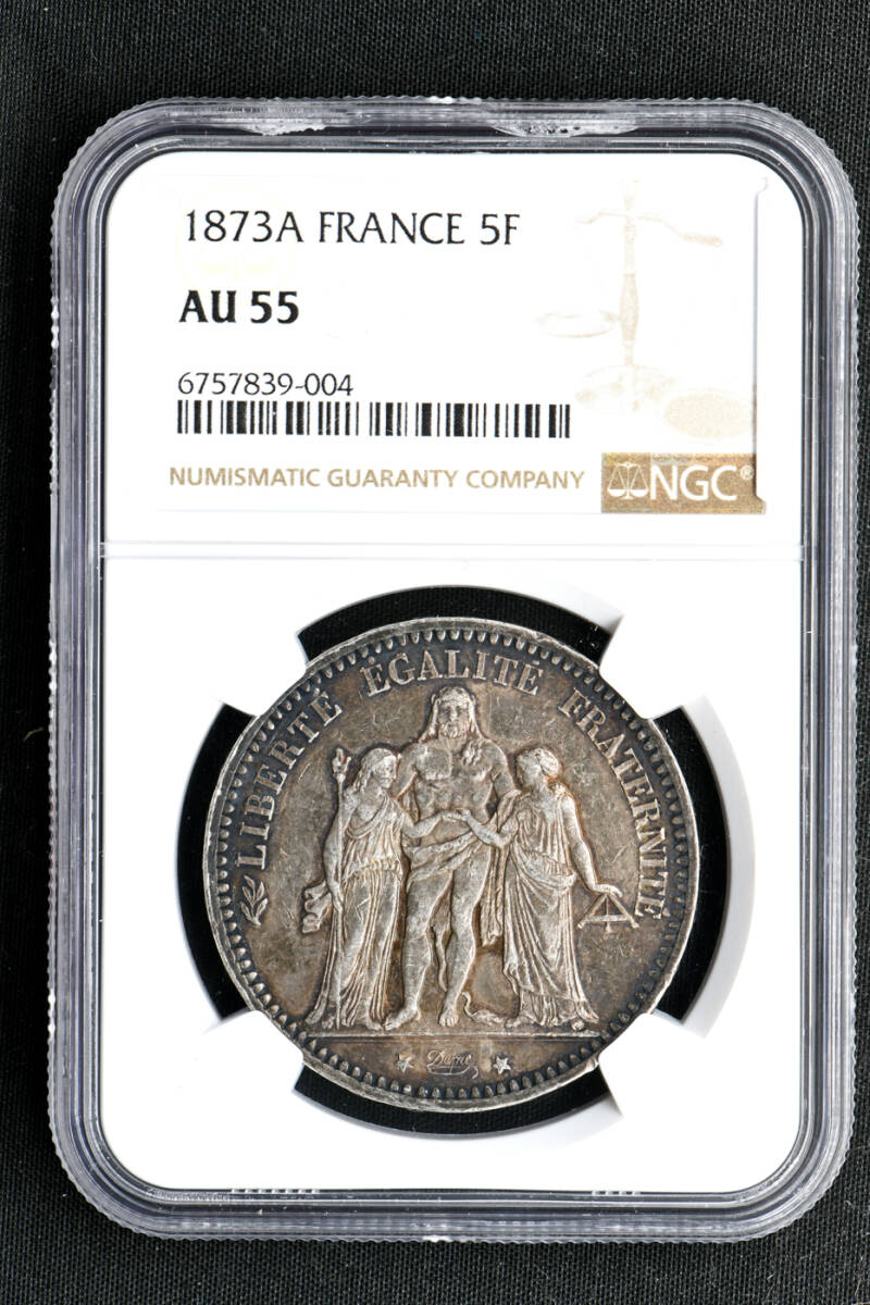 Yahoo!オークション - 日終 【NGC AU55】1873A フランス 5F銀貨 極美...