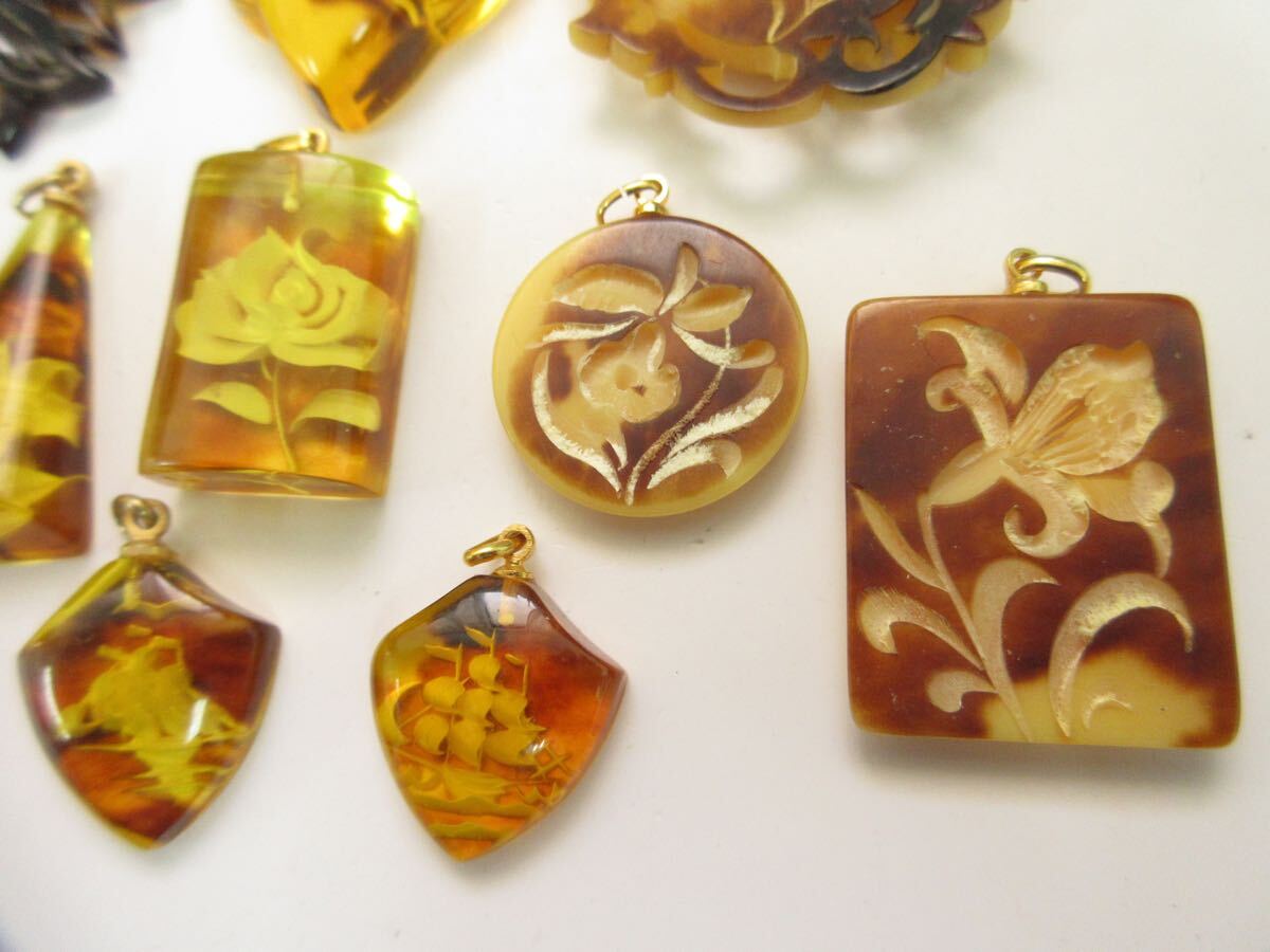 Yahoo!オークション - 【B86】べっ甲系 張りべっ甲 ペンダントトップ ...