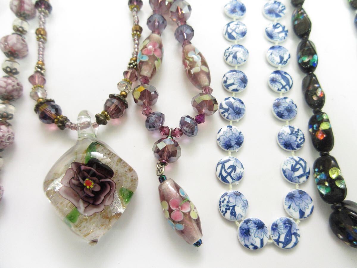 Yahoo!オークション - 【D47】ガラス 焼き物 ネックレス ブレスレット ...