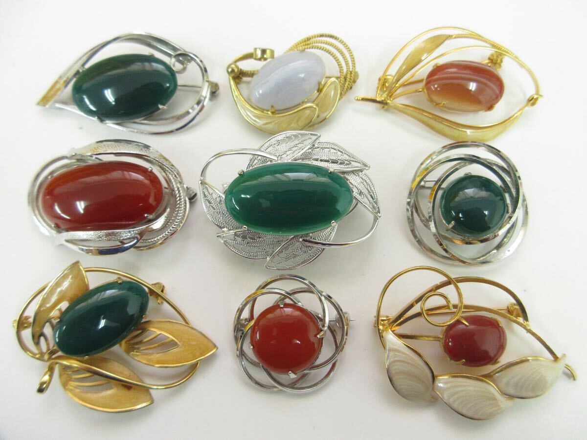 Yahoo!オークション - 【C86】瑪瑙 アゲート 天然石 など ブローチ ヴ...