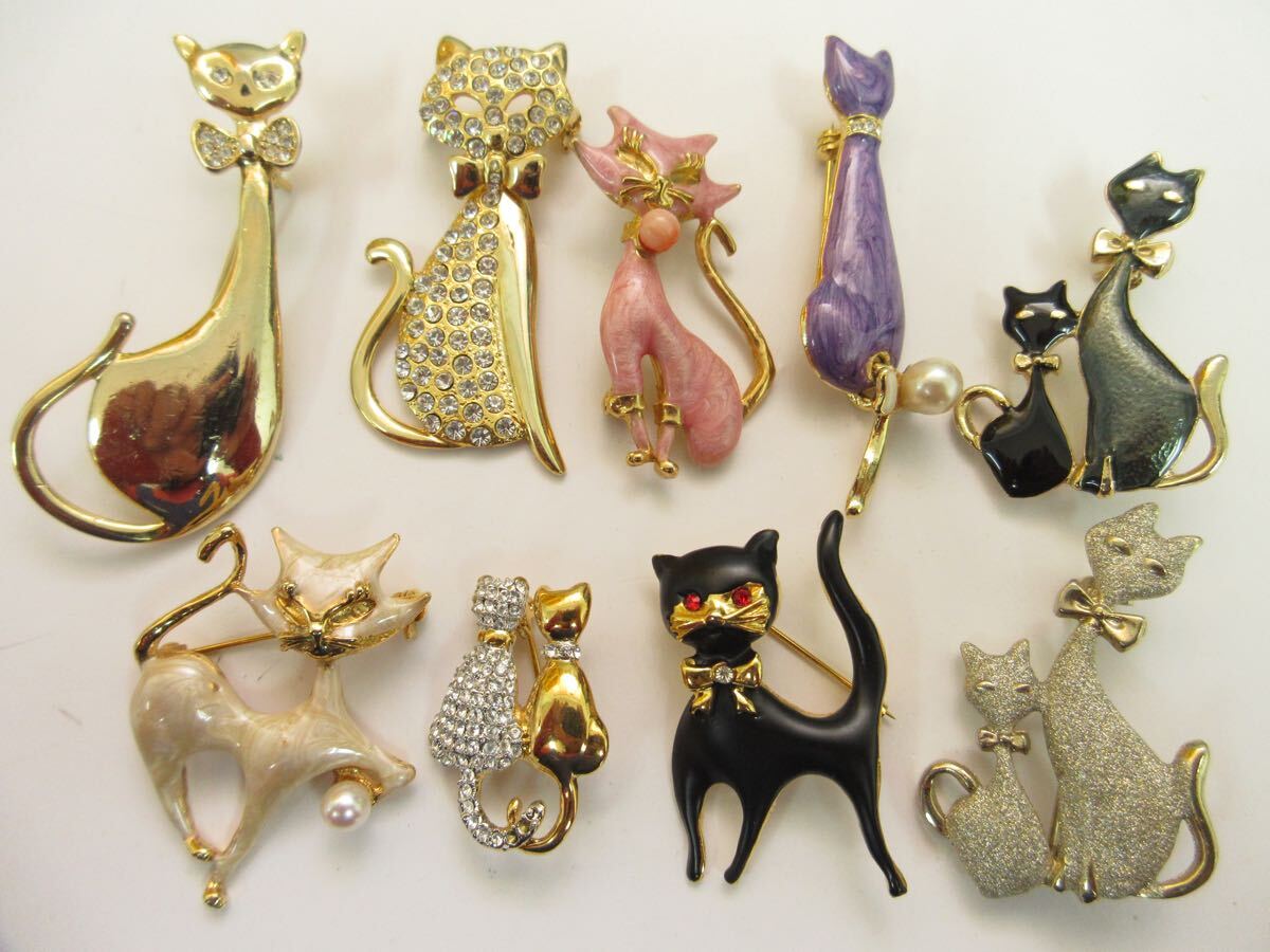Yahoo!オークション - 【C54】ヴィンテージ ビンテージ ブローチ 猫 ア...