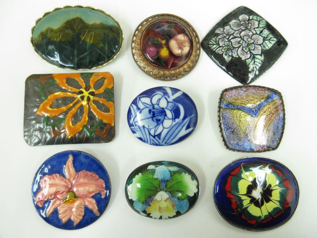 Yahoo!オークション - 【E51】焼き物系 ブローチ 七宝焼 など ヴィンテ...