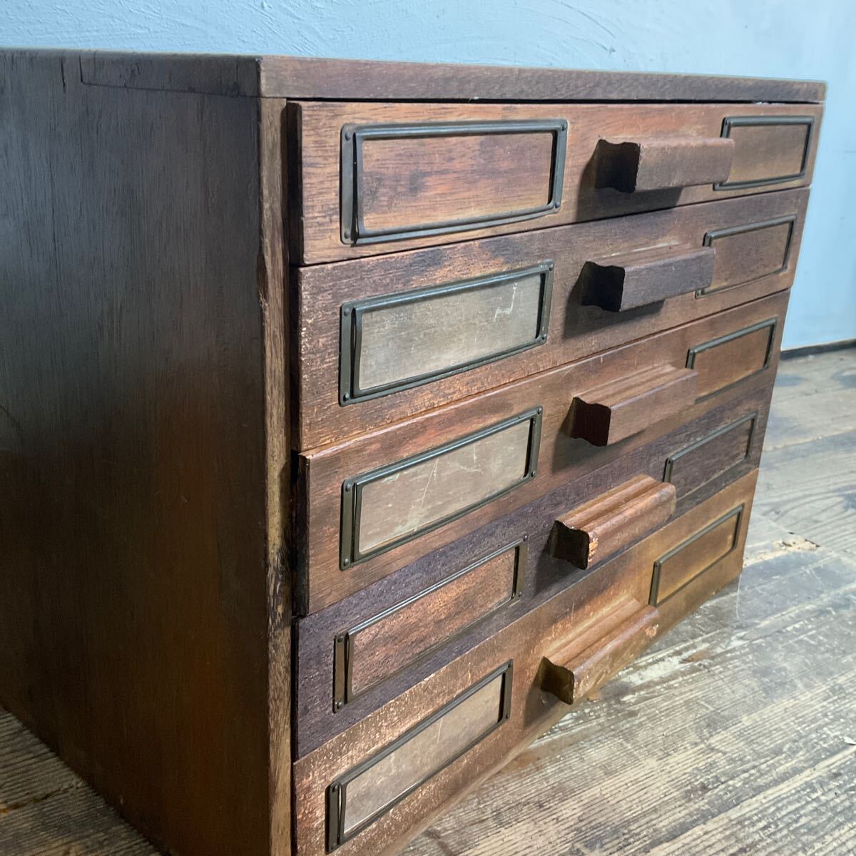 Yahoo!オークション - Q15/ アンティーク チェスト 小物入れ 木製 引き...