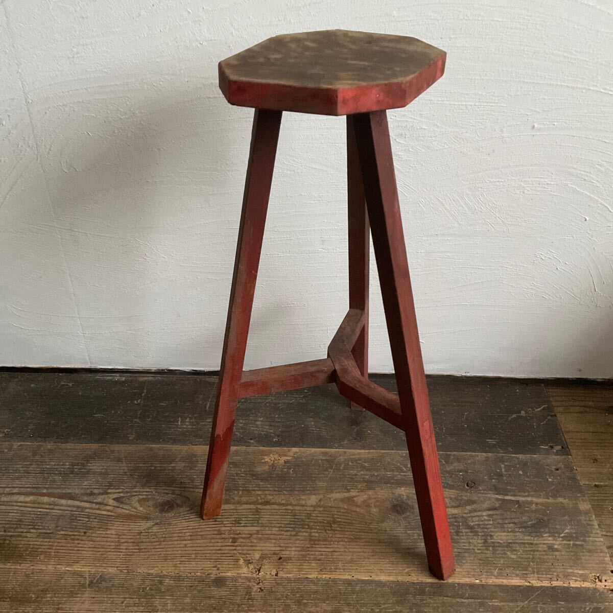 Yahoo!オークション - R05/ 木製 スツール 花台 椅子 古道具 アンティ...