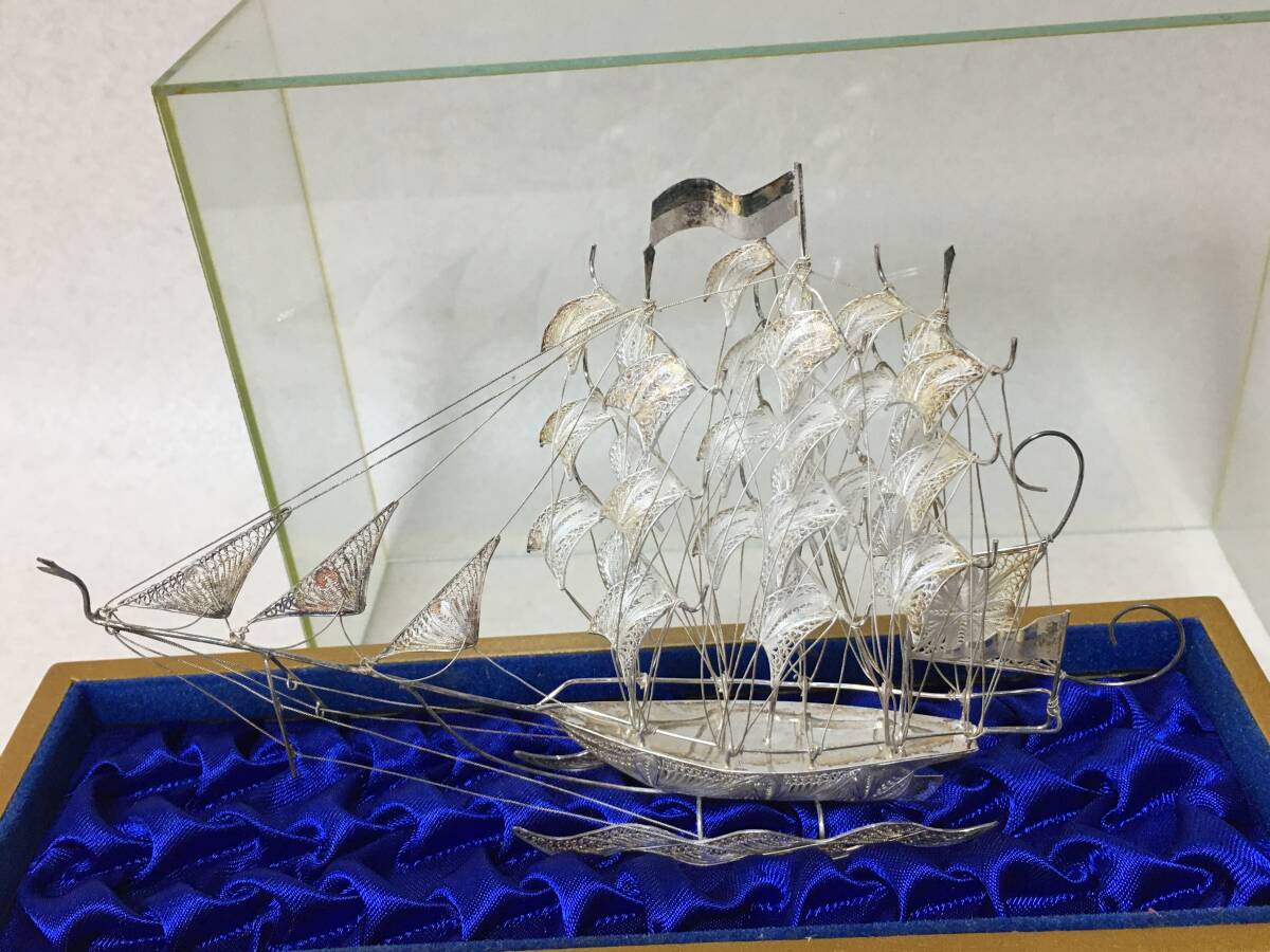 Yahoo!オークション - 【C842】銀製 シルバー925 ヨット 船 ガラスケー...