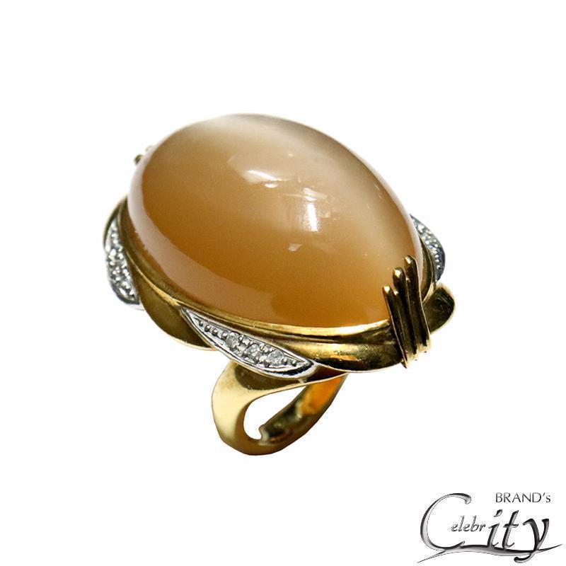 Yahoo!オークション - K18/PT900 51.20ct/D0.12ct ムーンストーンリン...