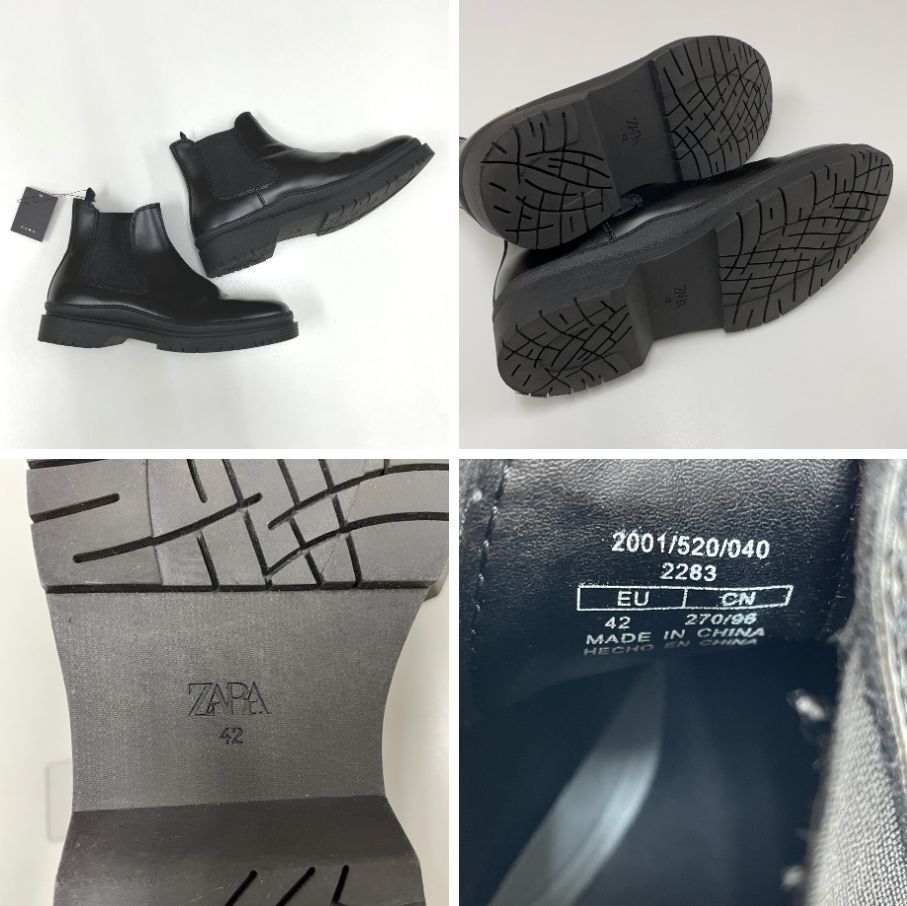 Yahoo!オークション - ZARA /42/ ブラック ショートブーツ サイドゴア ...