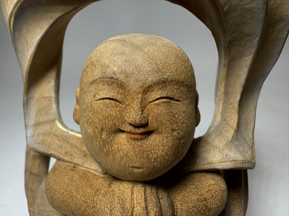 AS453 仏教美術 大仏師 松本明慶 木彫合掌童子 童地蔵 木彫仏像 AS453 仏教美術 大仏師 松本明慶 木彫合掌童子 童地蔵 木彫仏像